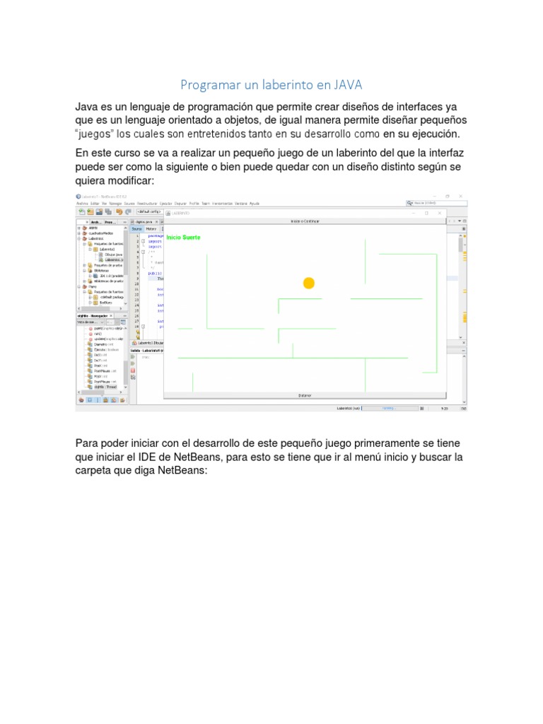 Programar Un Laberinto en JAVA | PDF | Java (lenguaje de programación) | Frijoles Netos