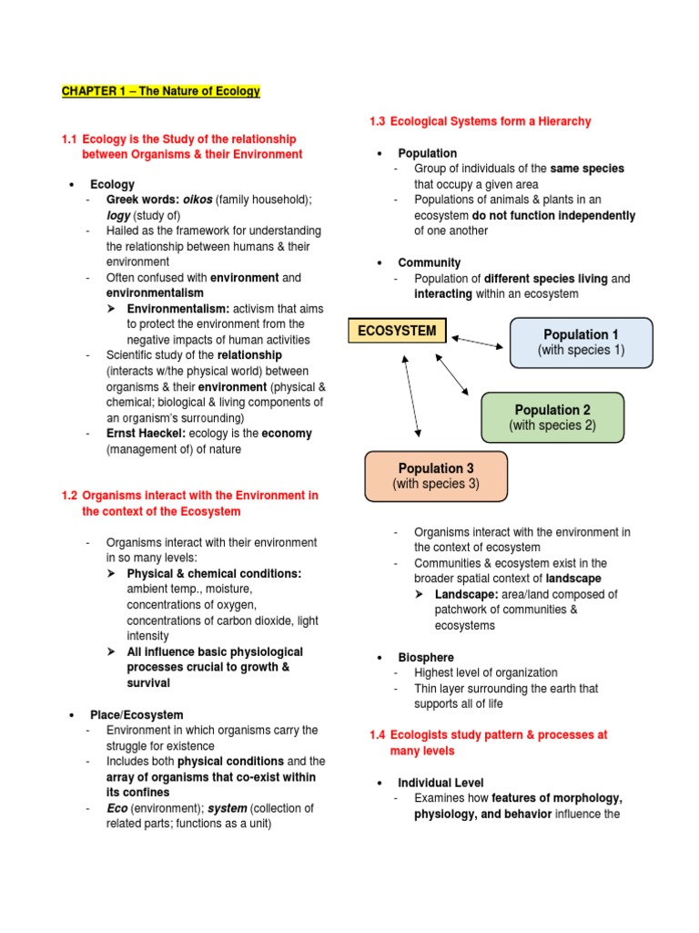 The Nature of Ecology - Summary PDF | PDF | Ecology | Ethology