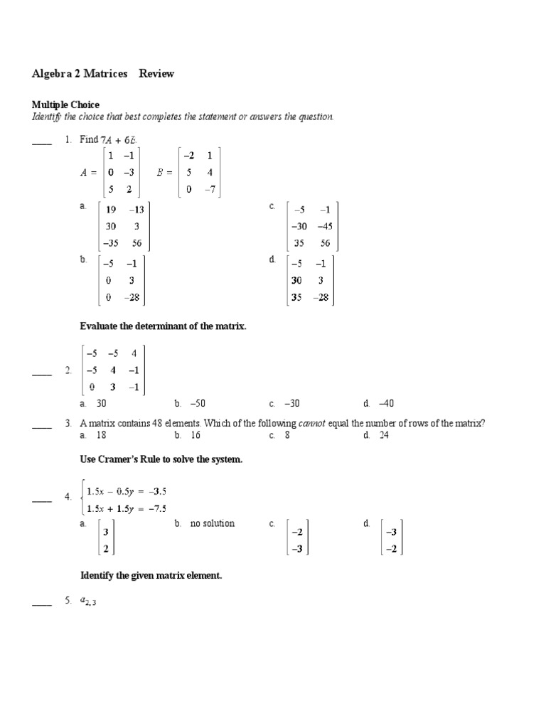 38 - Matrix True False | PDF | Determinant | Matrix (Mathematics)