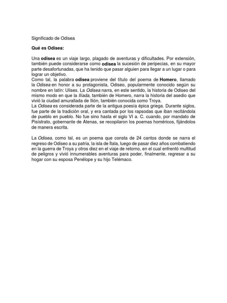 Significado de Odisea | PDF | Odisea | Homero