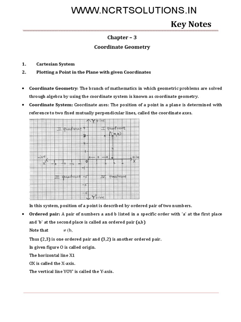 Maths Key Notes Coordinate Geometry | PDF | Cartesian Coordinate System ...
