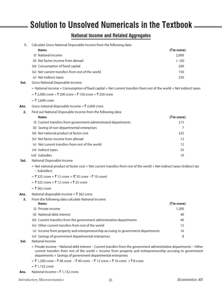 Macro Unsolved Numericals English PDF | PDF | Value Added | Consumption Of Fixed Capital