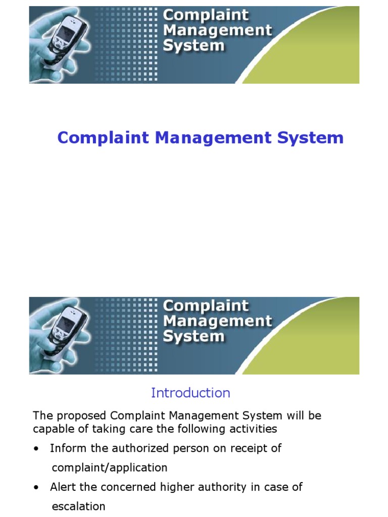 Complaint Management System Overview | PDF | Computer Networking | Software
