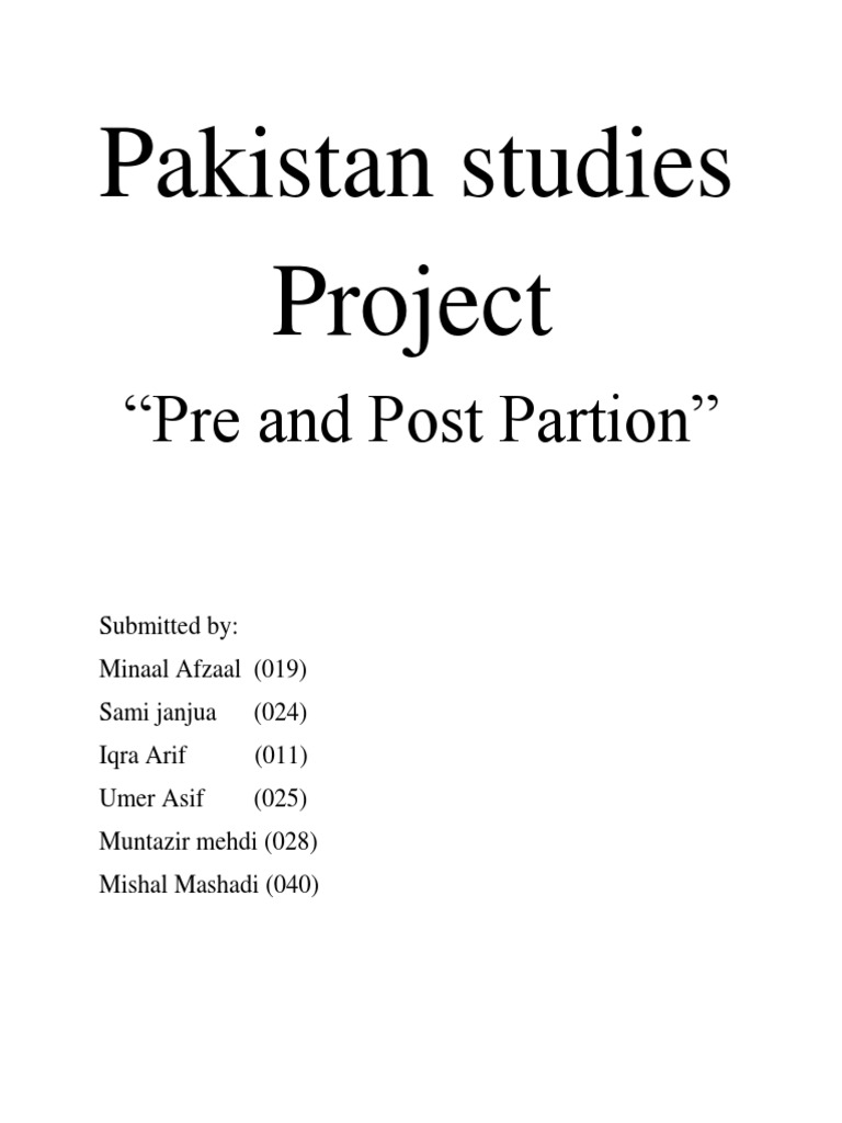 Pre and Post Partition of Pakistan | PDF | Government Of Pakistan ...