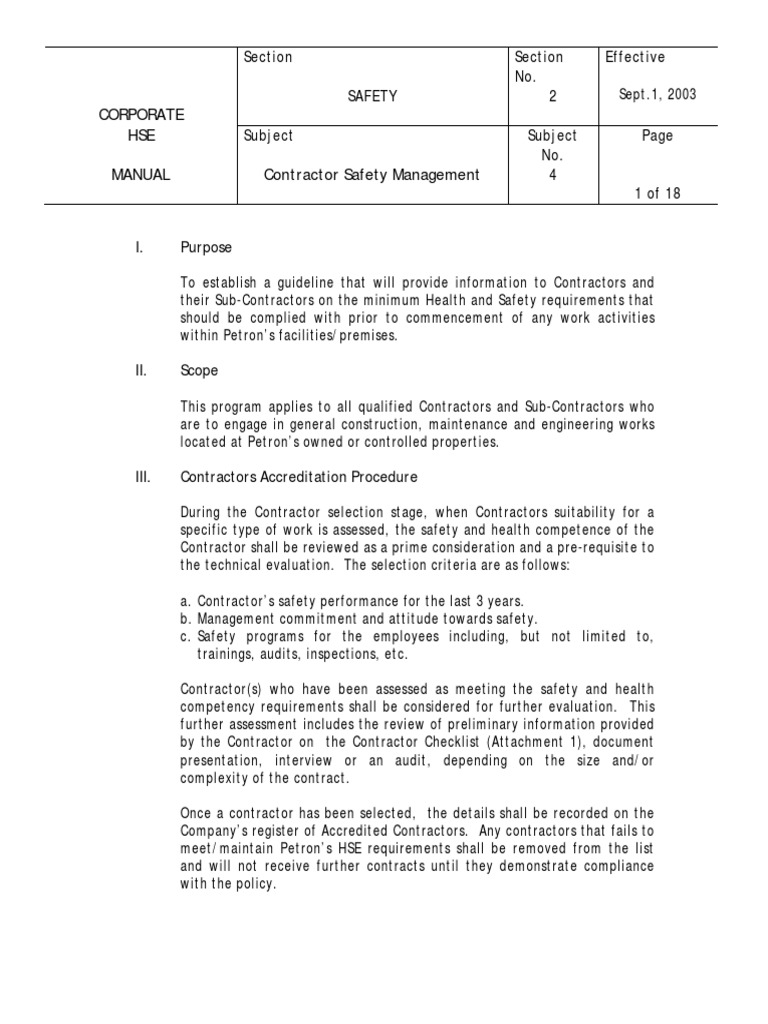 Contractor Safety Management | Safety | Occupational Safety And Health ...