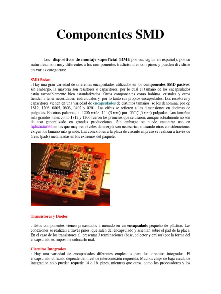 Tipos de Componentes SMD y Usos | PDF | Circuito integrado | Ingeniería ...
