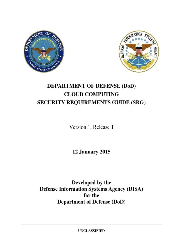 Department of Defense (Dod) Cloud Computing Security Requirements Guide ...