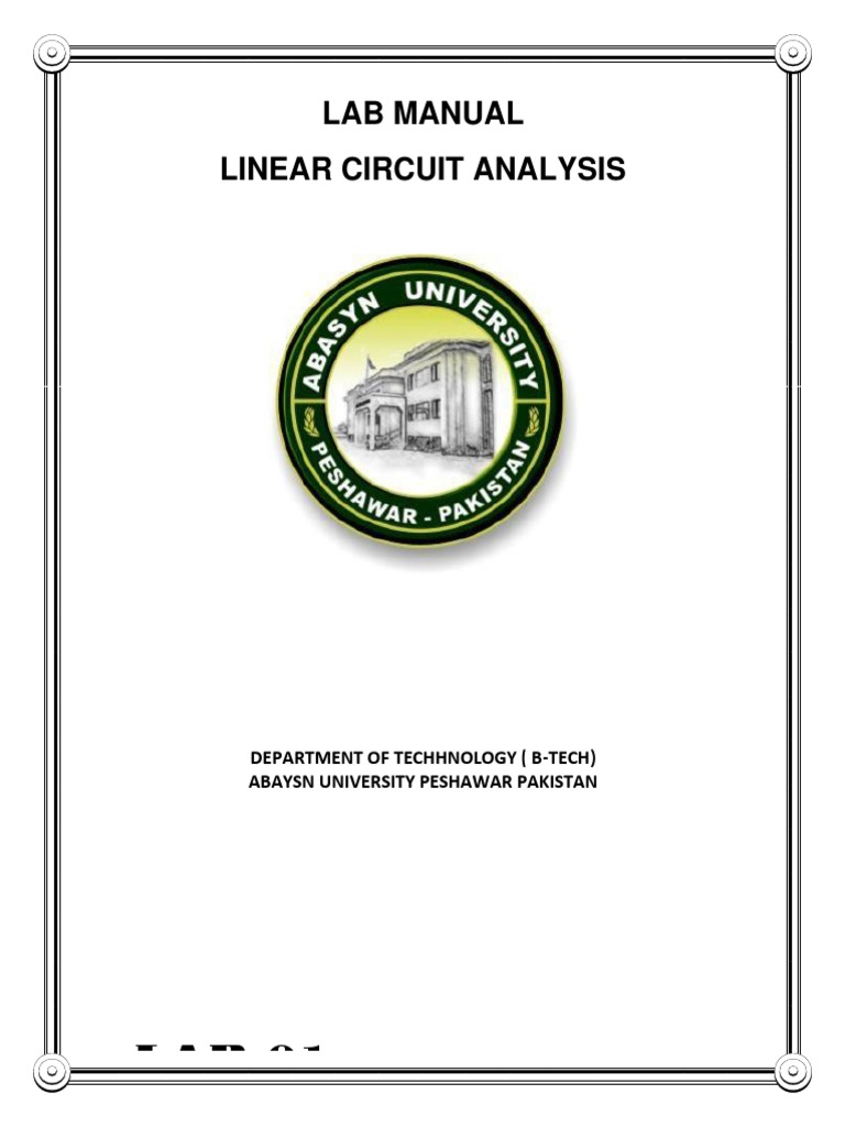 Linear Circuit Analysis Lab Manual Beee | PDF | Series And Parallel ... Linear Circuit Analysis Lab Manual Beee | PDF | Series And Parallel ...