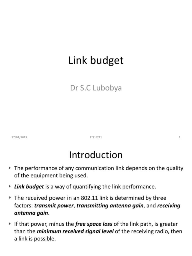 Lecture 8-Link Budget | PDF | Decibel | Radio Technology