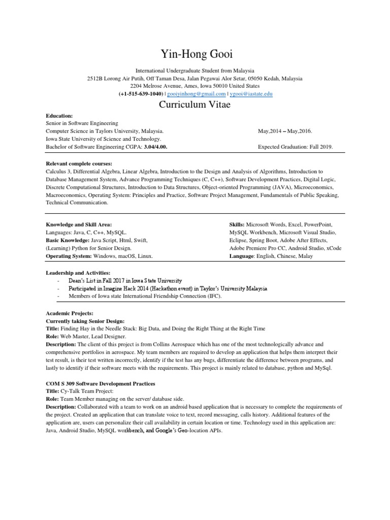 Resume | PDF | My Sql | Java (Programming Language)