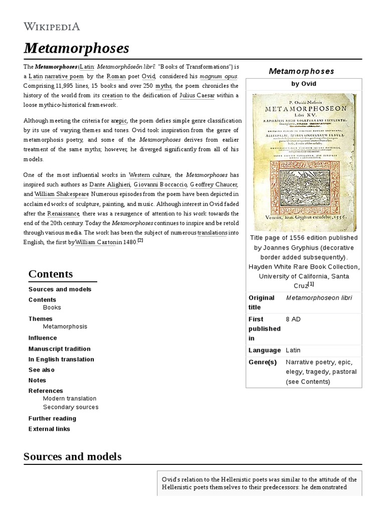 Metamorphoses | PDF | Poetry