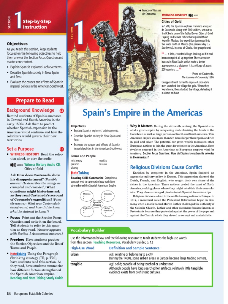 Spain's Empire in The Americas: Prepare To Read | PDF | New Spain ...
