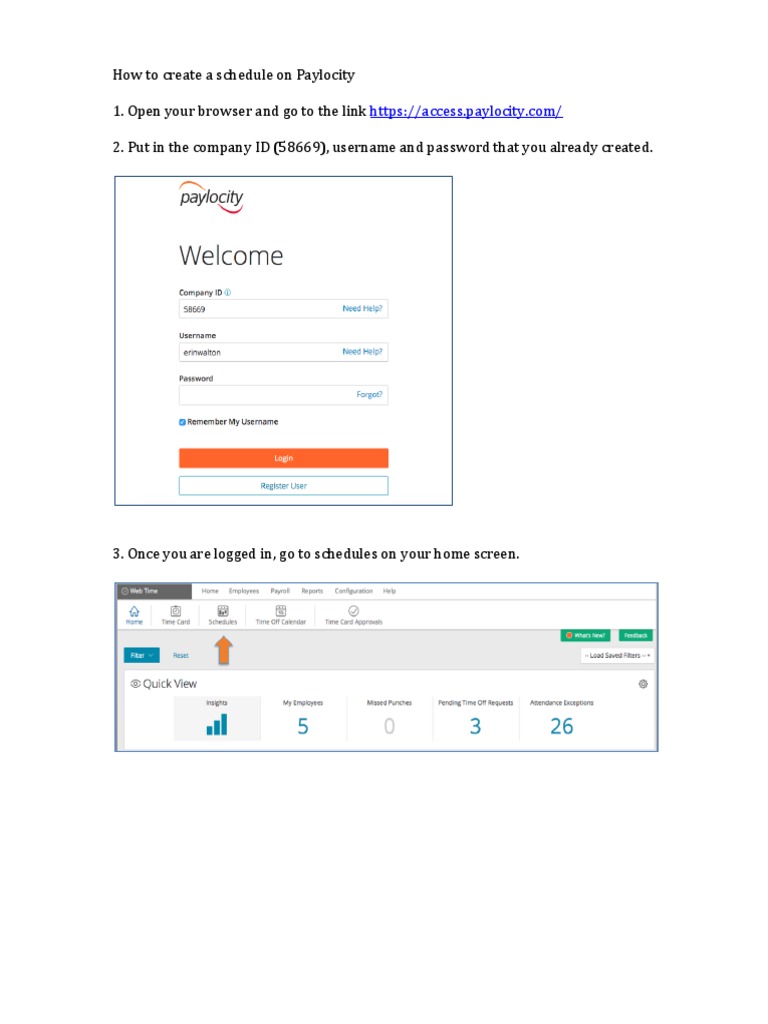 Create Schedule on Paylocity Guide | PDF | Computing | Software