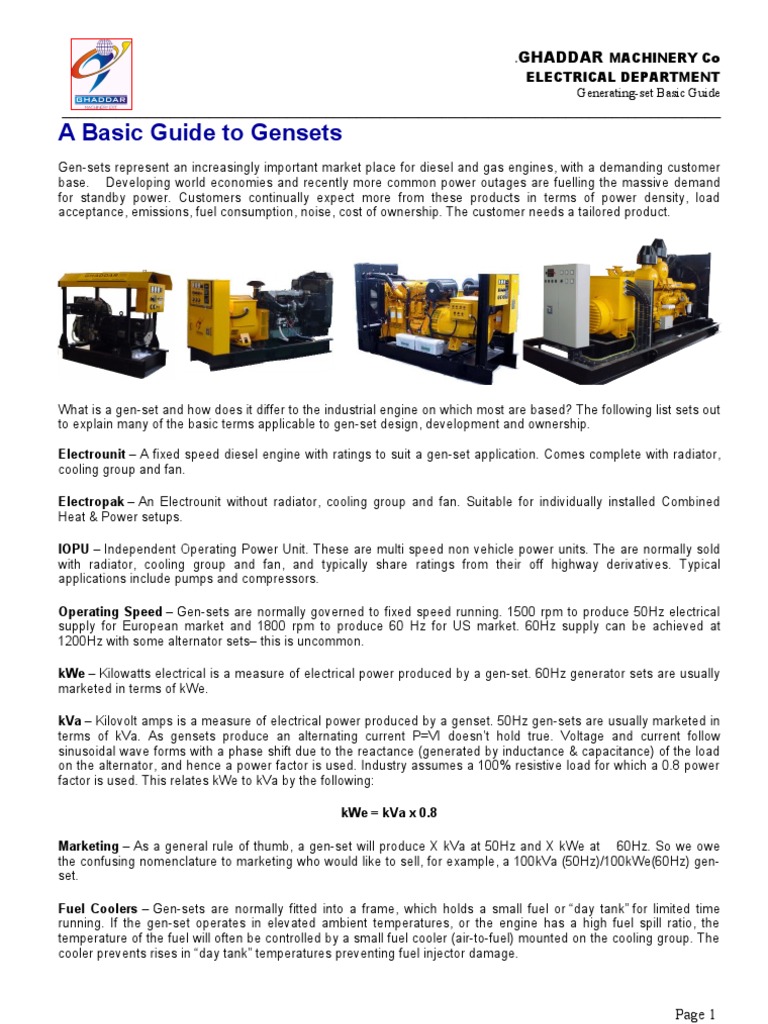A Guide To Gensets | PDF
