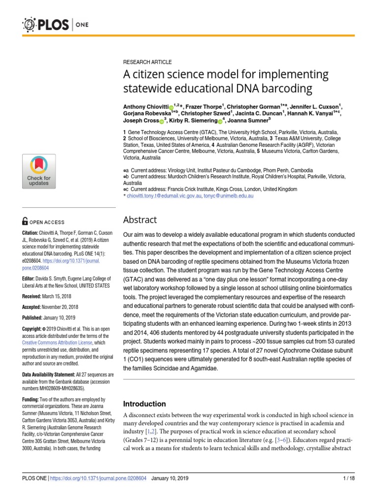A Citizen Science Model | PDF | Polymerase Chain Reaction | Nucleic ...