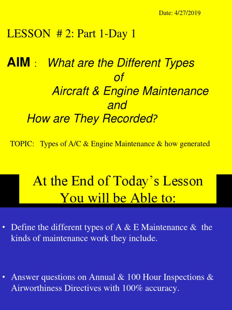 Aircraft & Engine Maintenance Part 1-Day 1 | PDF | Aerospace | Aircraft
