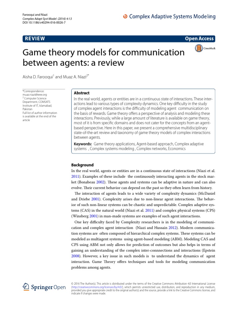 Game Theory Models For Communication Between Agents | PDF | Game Theory ...