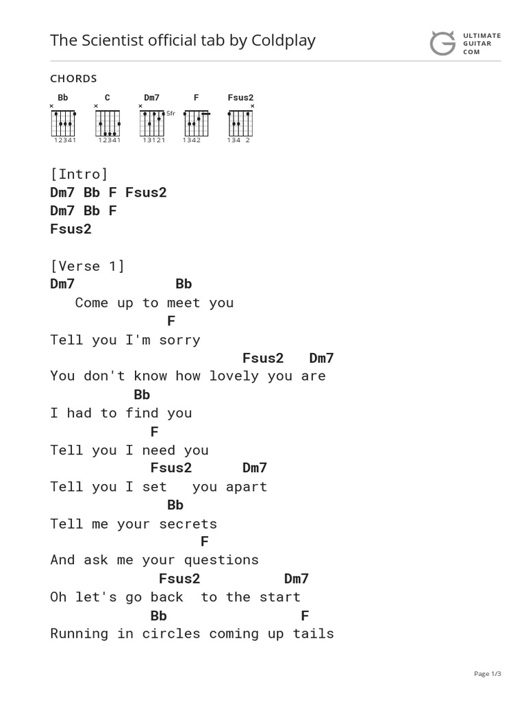 The Scientist Official by Coldplaytabs at Ultimate Guitar Archive | PDF ...