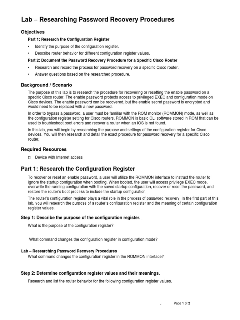Lab 2 Researching Password Recovery Procedures NO | PDF | Booting ...