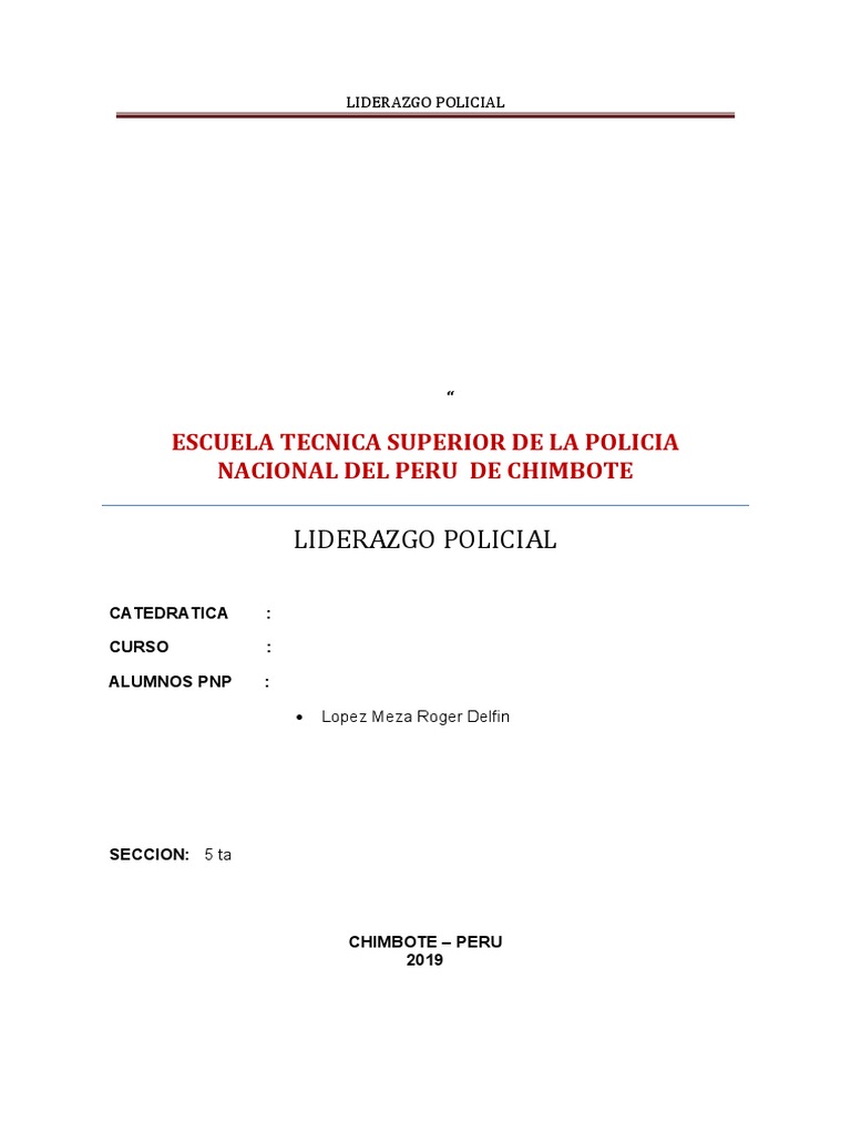 Liderazgo Policial | PDF | Liderazgo | Policía