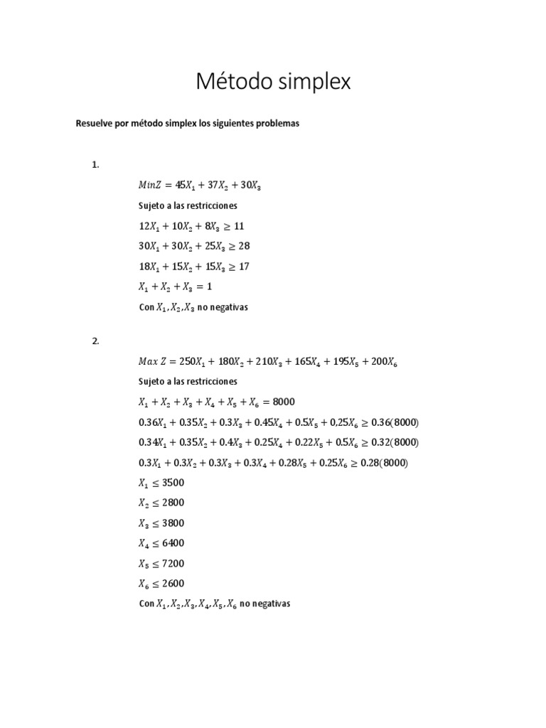 Ejercicios Simplex | PDF