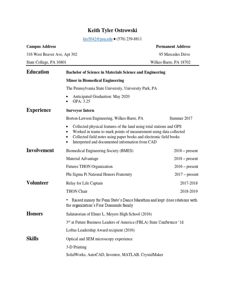 Keith Tyler Ostrowski Resume | PDF