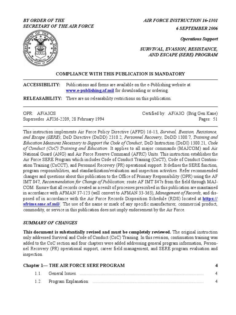 Afi16 1301 PDF | PDF | United States Air Force | National Security Of ...