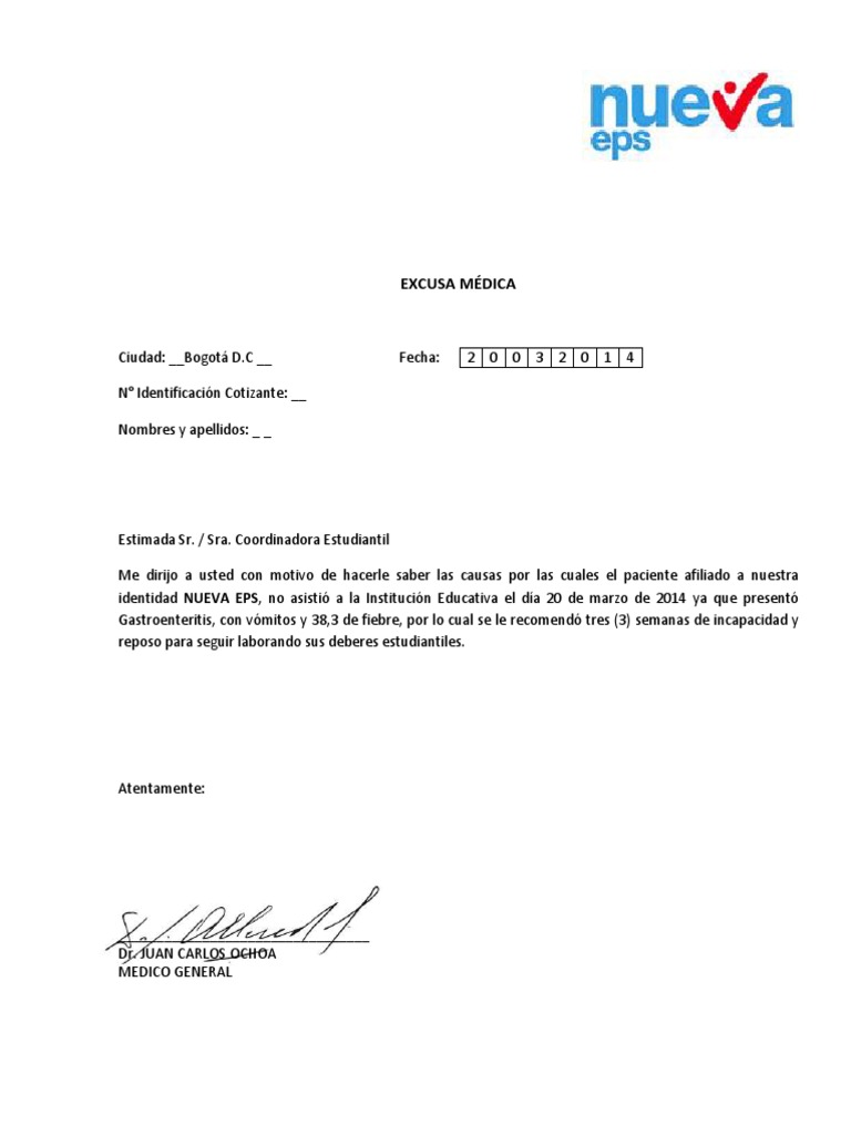 Excusa Medica | PDF | Salud y bienestar