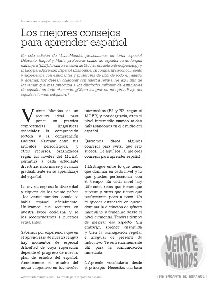 Consejos para aprender español B2 | PDF | Lengua española | Aprendizaje