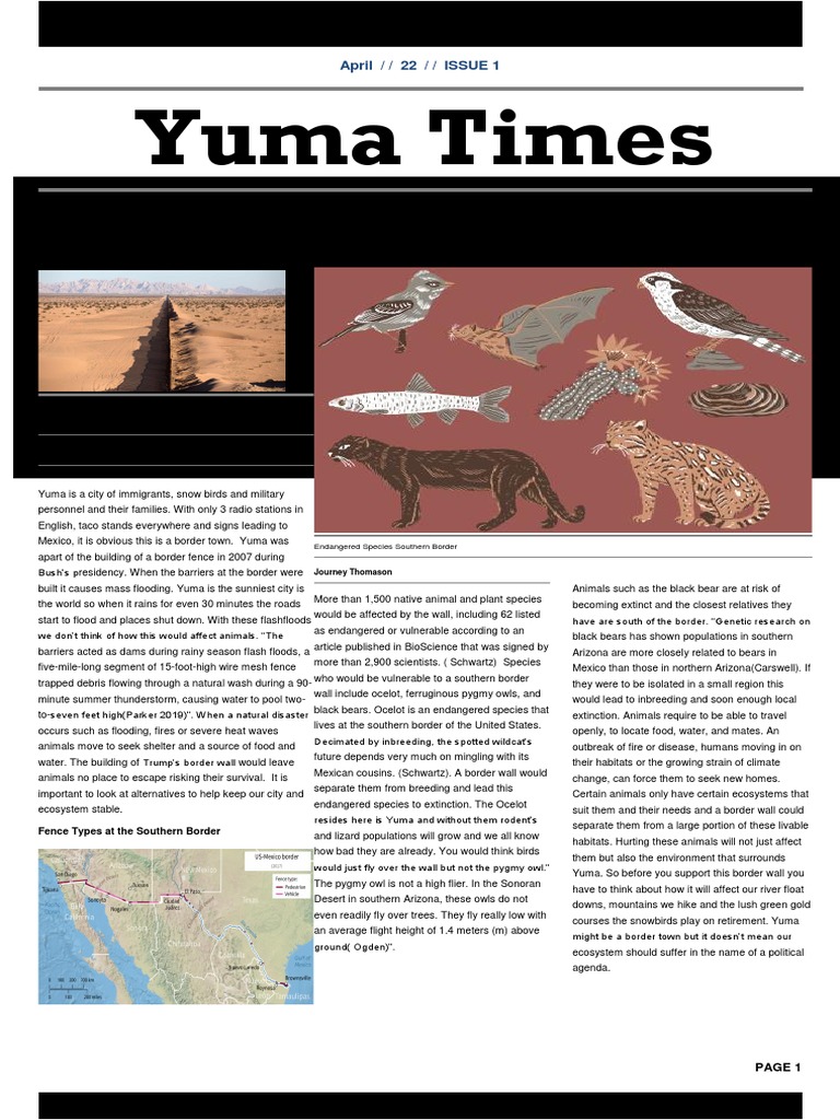 Yuma Times | PDF | Mexico–United States Barrier | Natural Environment
