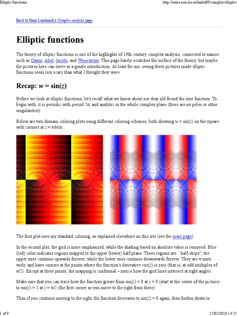 Elliptic Functions Plots | PDF | Sine | Integral
