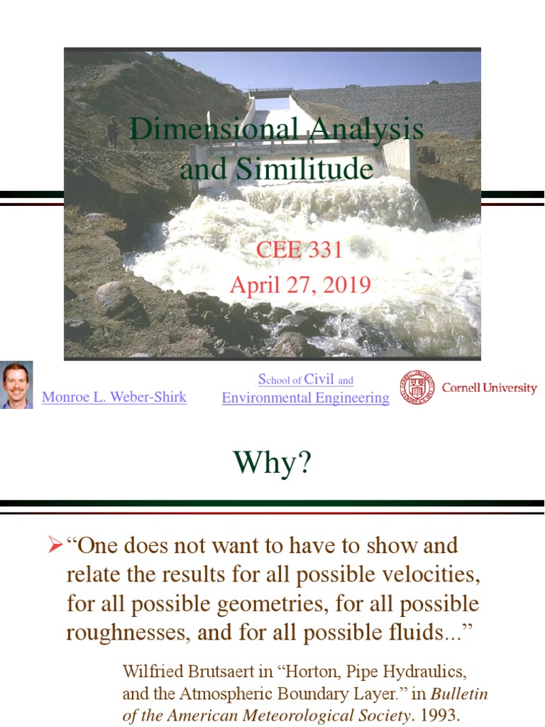 Dimensional Analysis and Similitude: CEE 331 April 27, 2019 | PDF ...