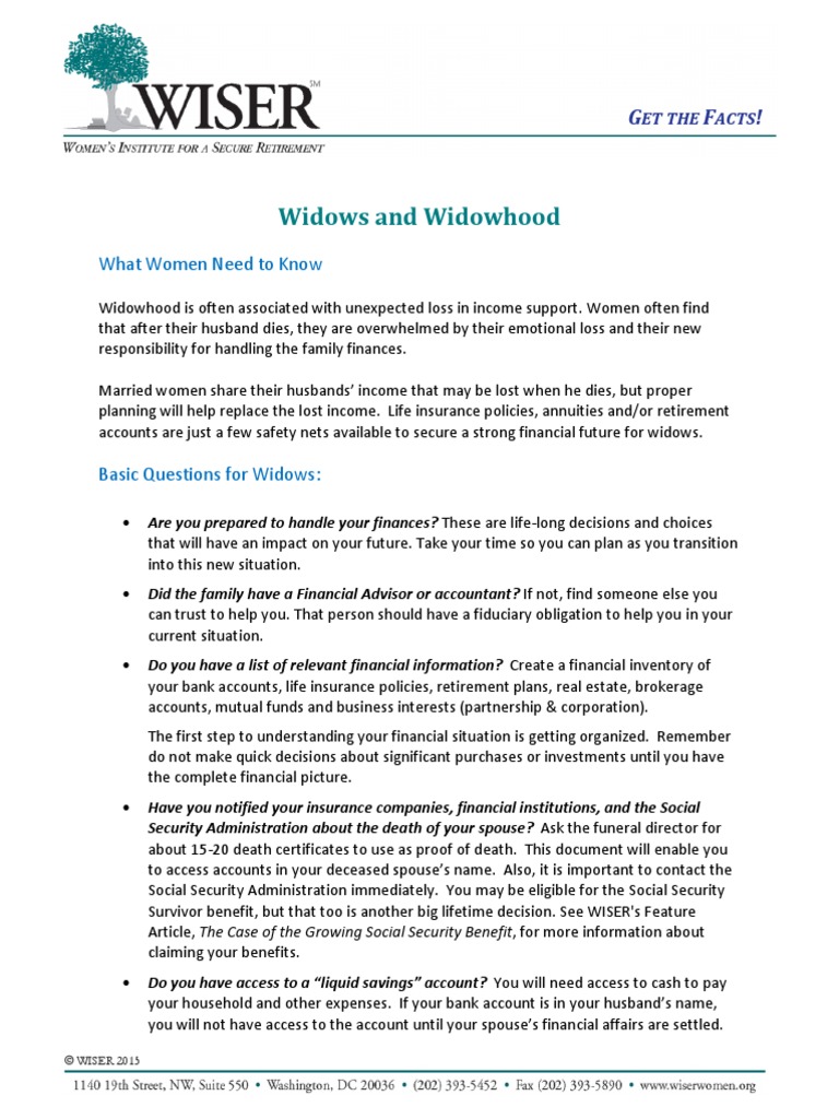 Widows and Widowhood 2015 | PDF | Widow | Social Security (United States)