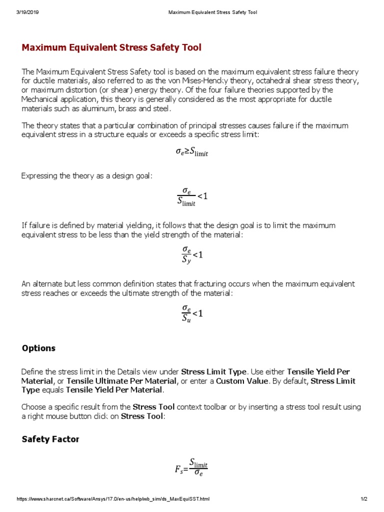 Maximum Equivalent Stress Safety Tool | PDF | Strength Of Materials ...