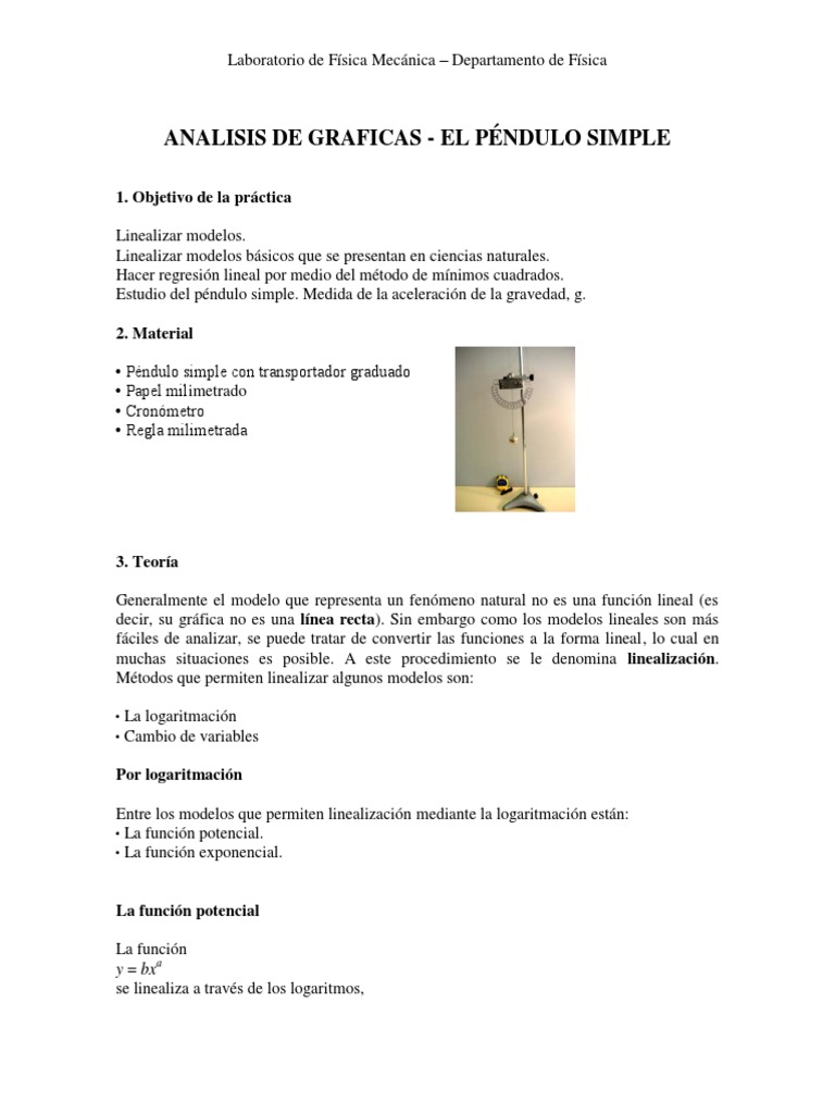 Analisis de Graficas - El Pendulo Simple | PDF | Péndulo | Masa