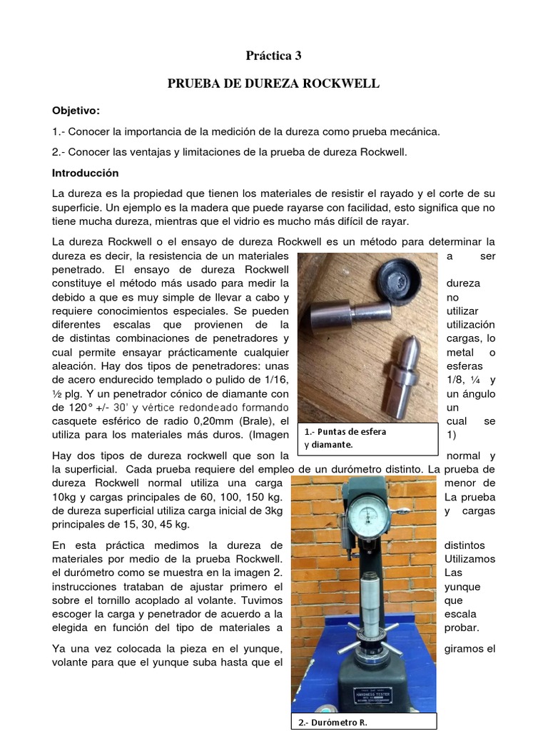 Practica 3 Materiales | PDF | Dureza | Ingeniería de productos químicos