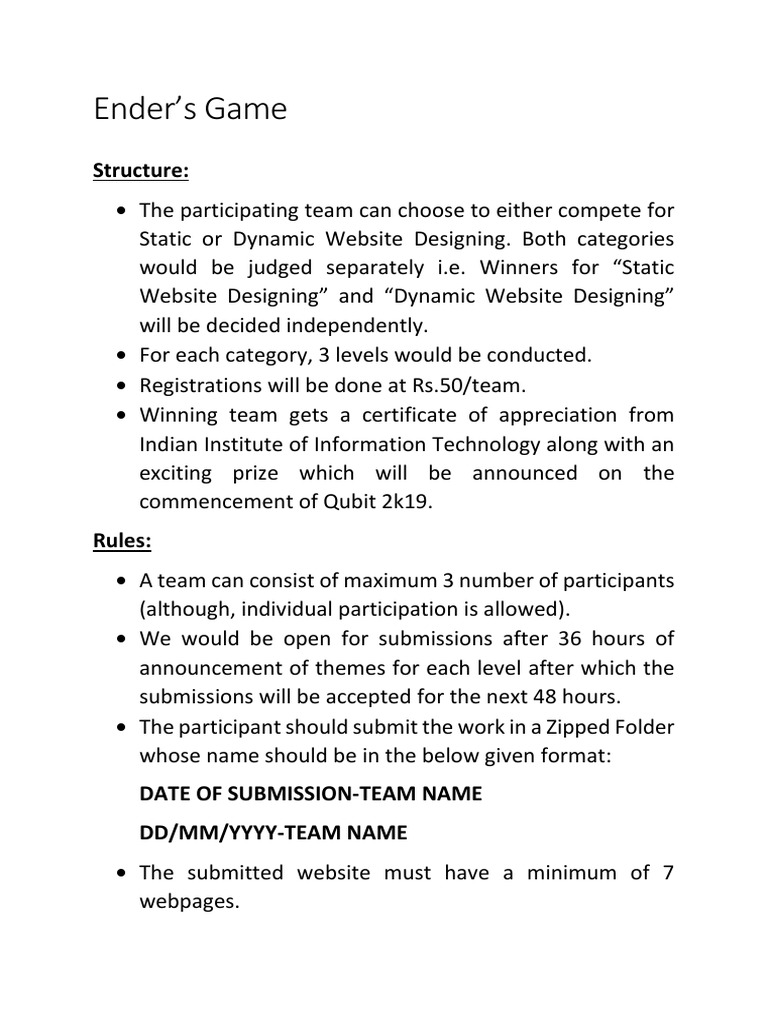 Ender's Game: Structure | PDF | Computers