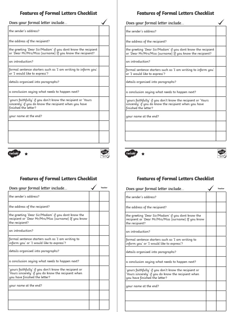 Formal Letter Writing Checklist | PDF | Career & Growth | Foreign ...