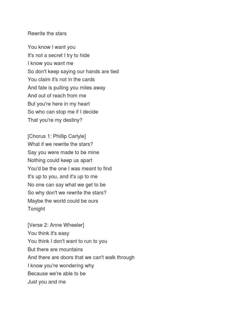 Rewrite The Stars | PDF