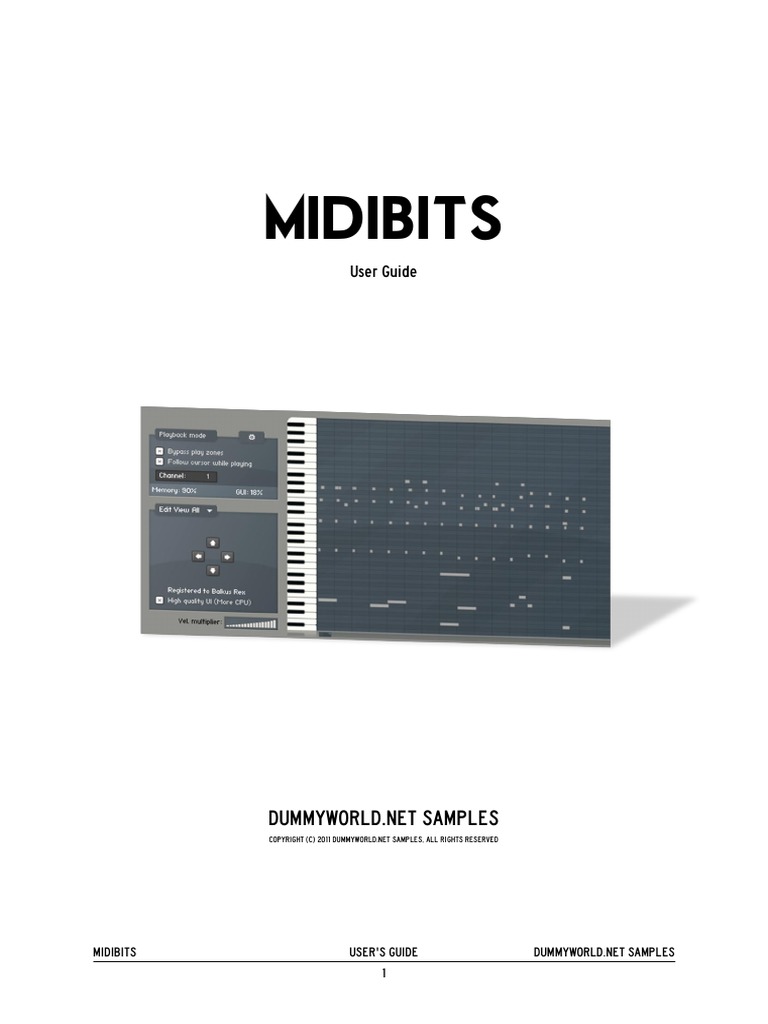 MIDIBits Manual PDF | PDF | Graphical User Interfaces | Computer Keyboard
