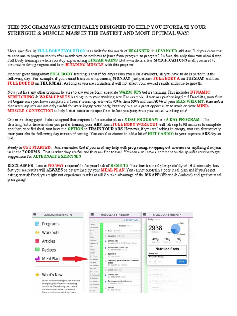 Full Body Evolution Calendarl | PDF | Muscle | Sports