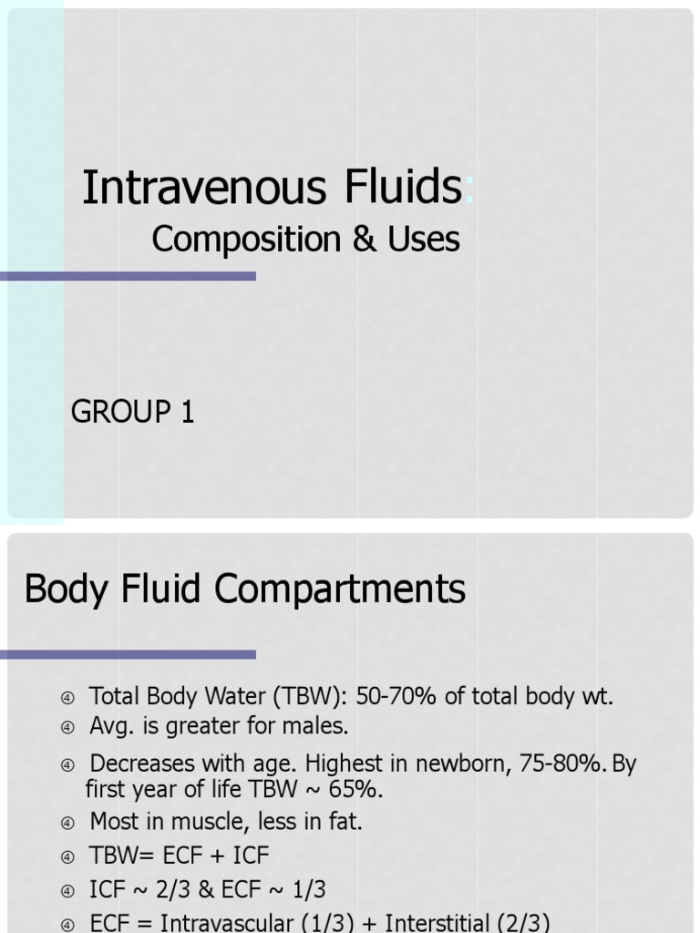 Intravenous Fluids: Composition & Uses | PDF | Blood Plasma | Saline ...