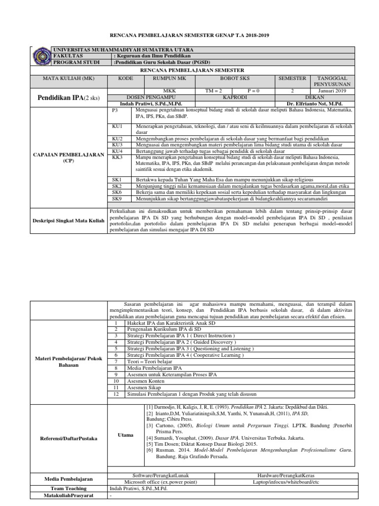 RPS Pendidikan IPA | PDF