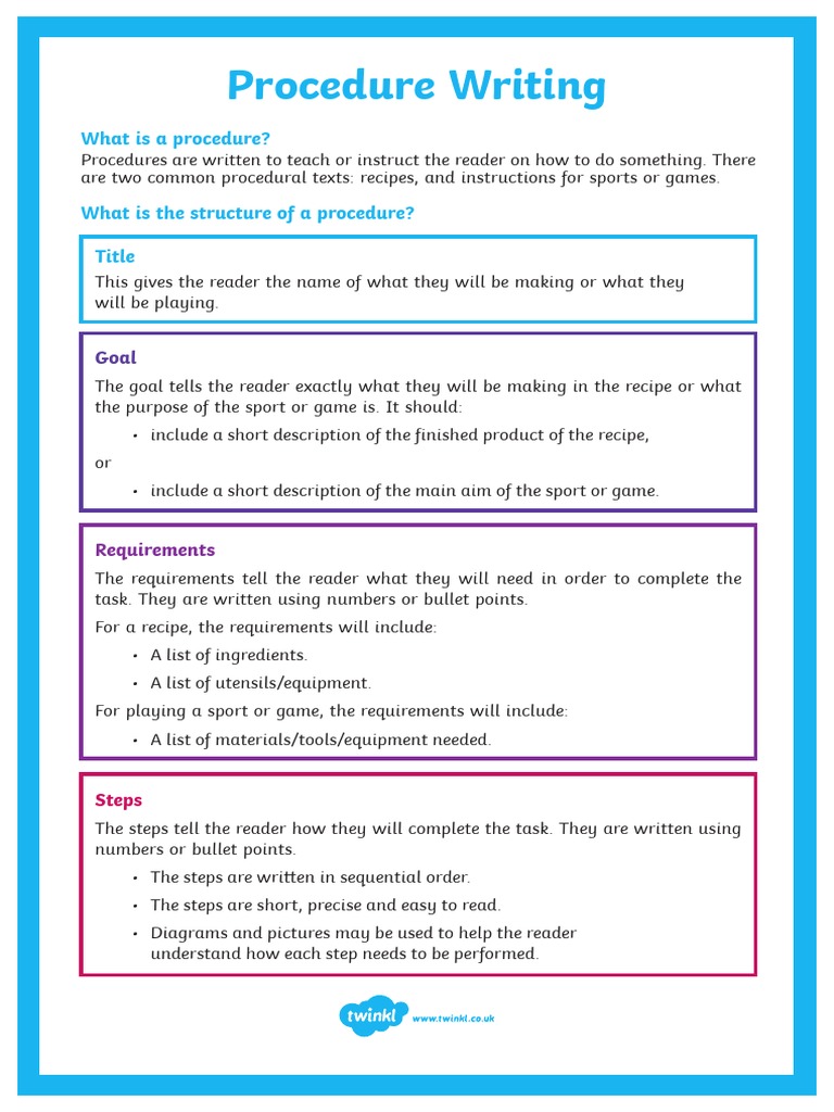 Au T2 E 870 Year 5 Procedure Writing Structure A4 Display Poster Ver 1