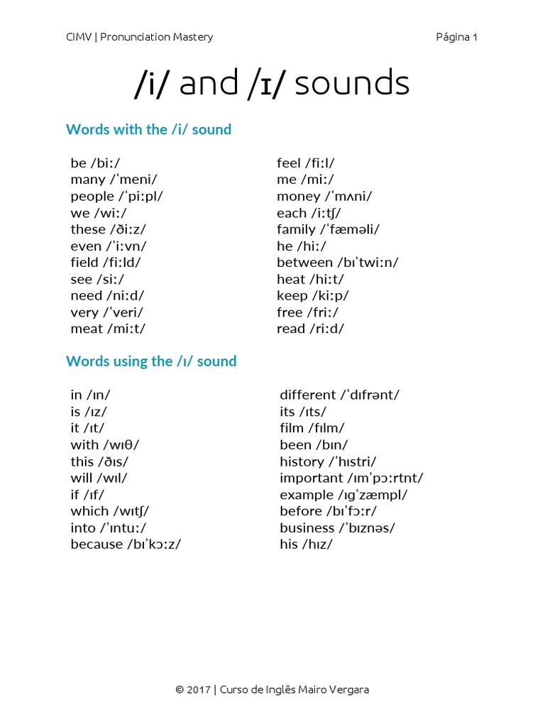PDF PM 06 - I and Ɪ Sounds | PDF