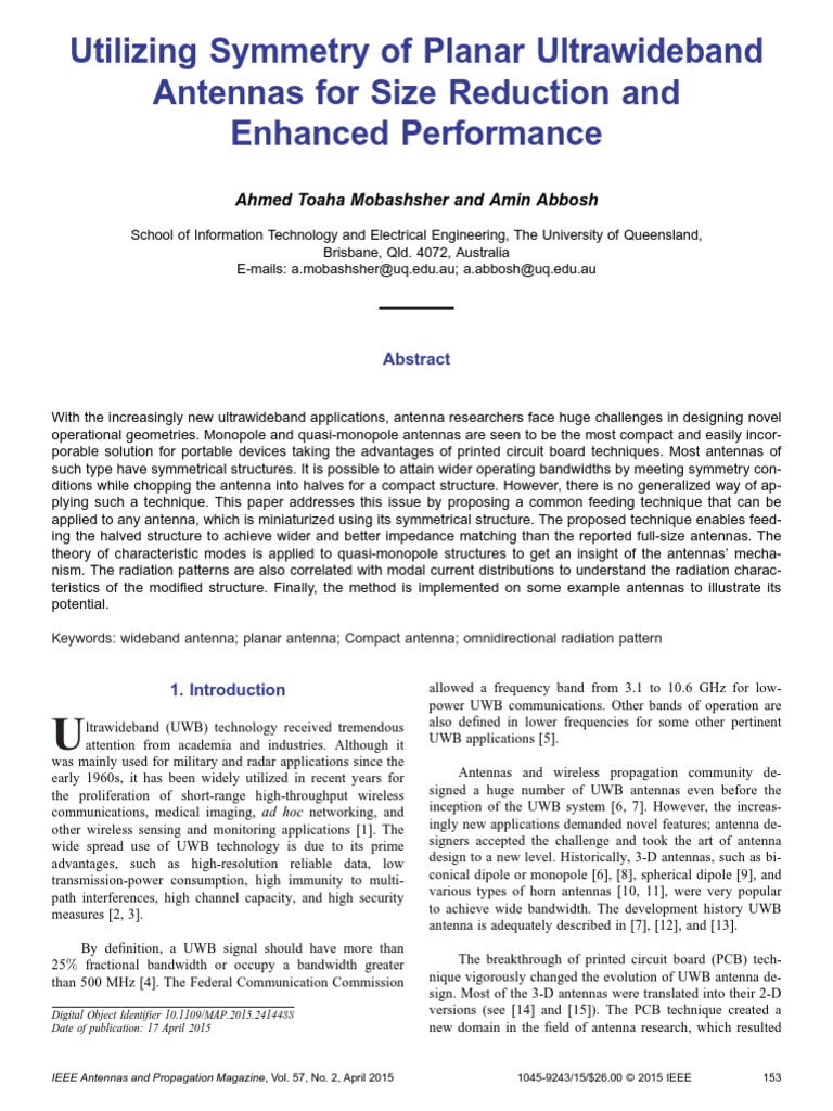 Utilizing Symmetry of Planar Ultrawideband Antennas For Size Reduction ...