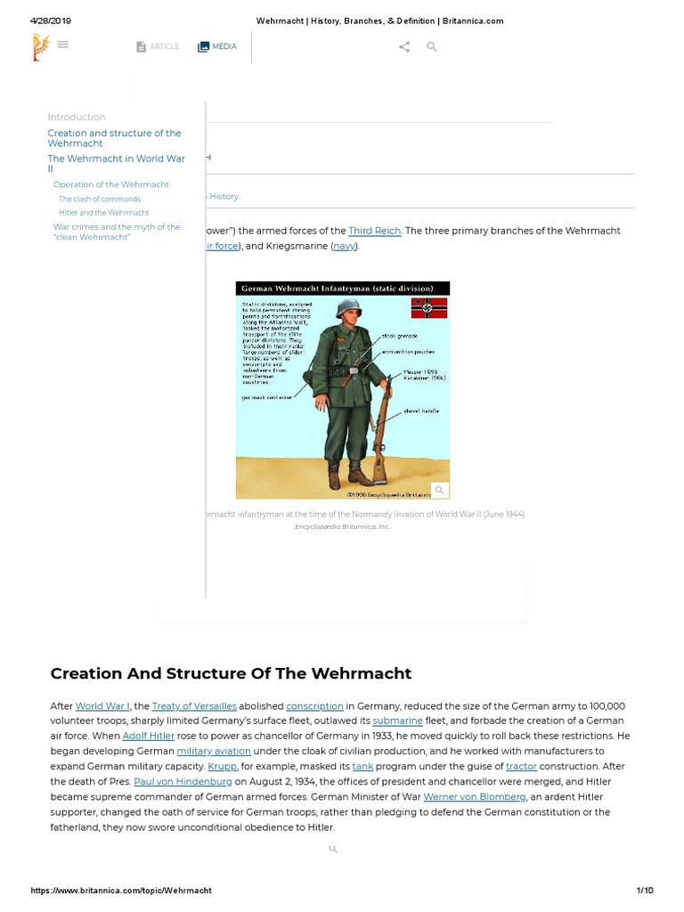 Wehrmacht - History, Branches, & Definition | PDF | Wehrmacht | Nazi ...