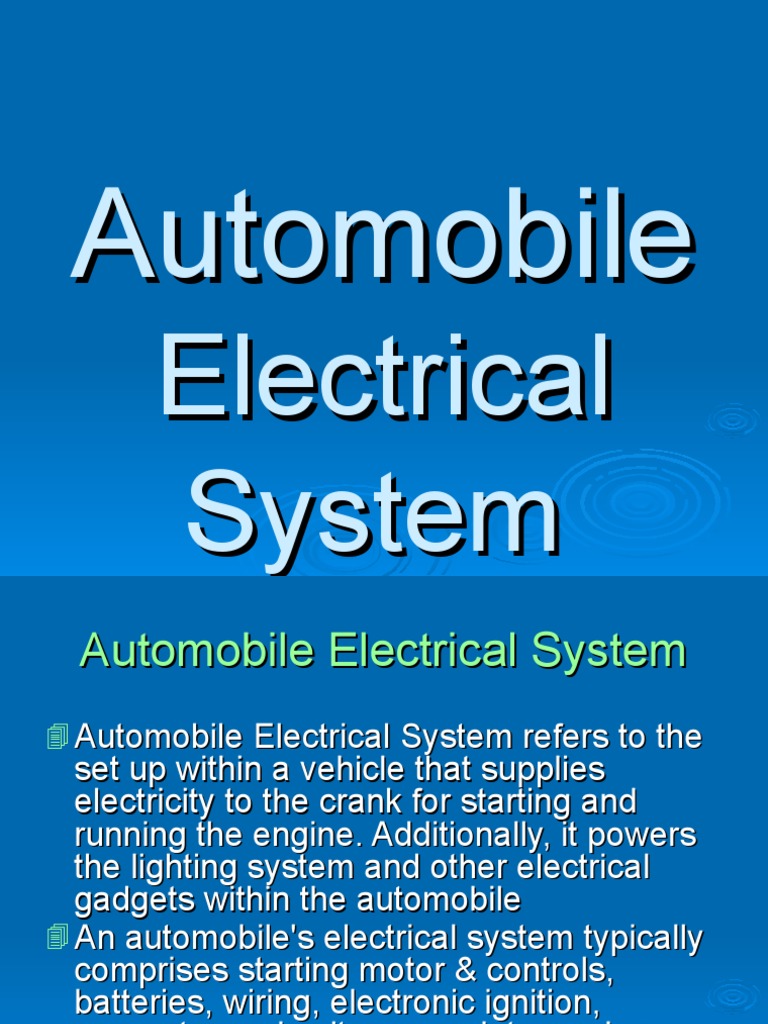 Automobile Electrical System | PDF | Electricity | Ignition System