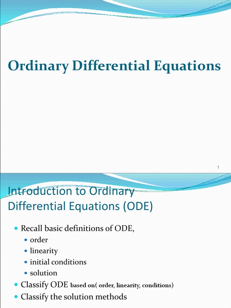 First and Second Linear Order ODE | PDF | Ordinary Differential ...