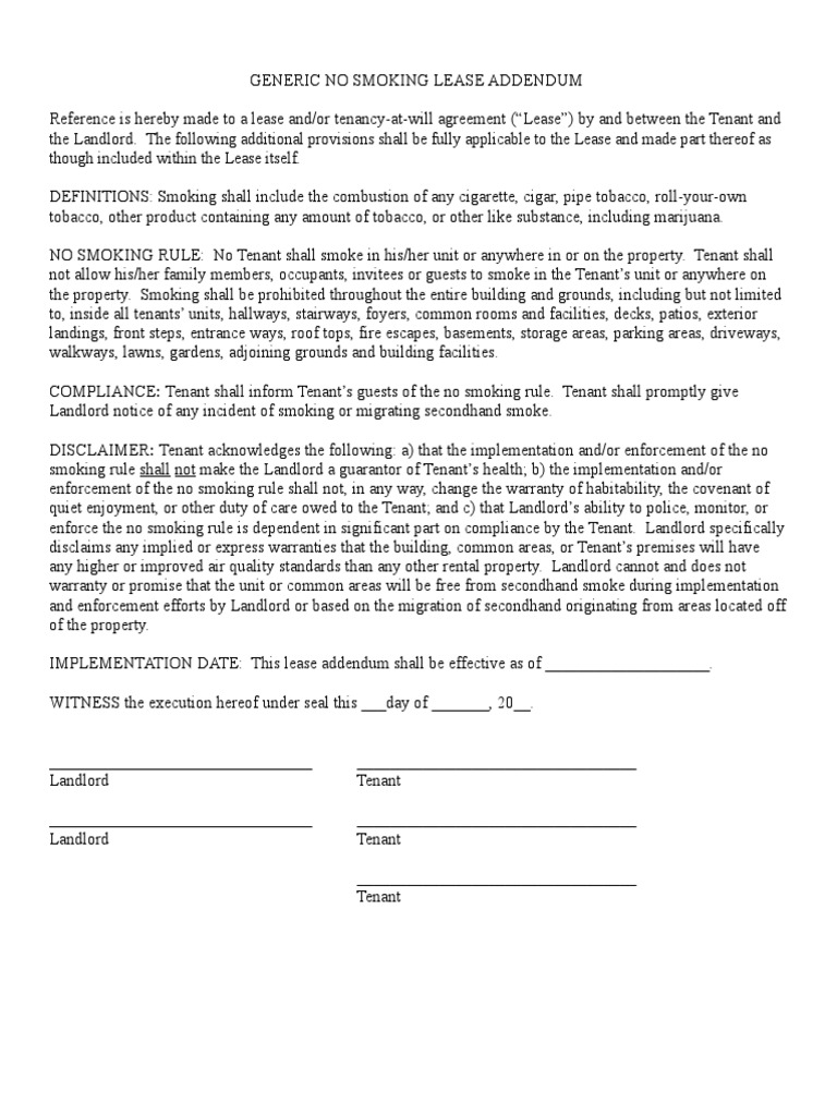 Generic Lease Addendum Confirmed | PDF | Leasehold Estate | Landlord